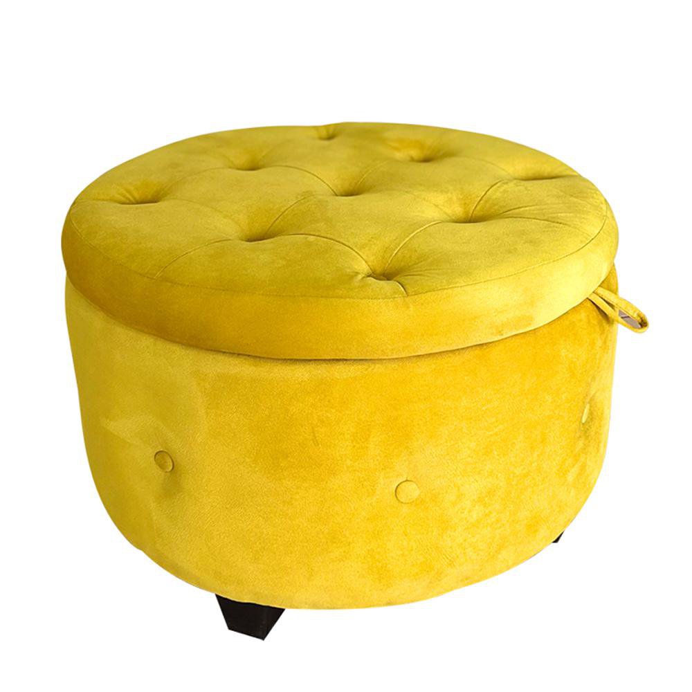 Taburete Redondo con Baúl Valencia Amarillo 68x68x45 Cm - Acomodel - Cemaco