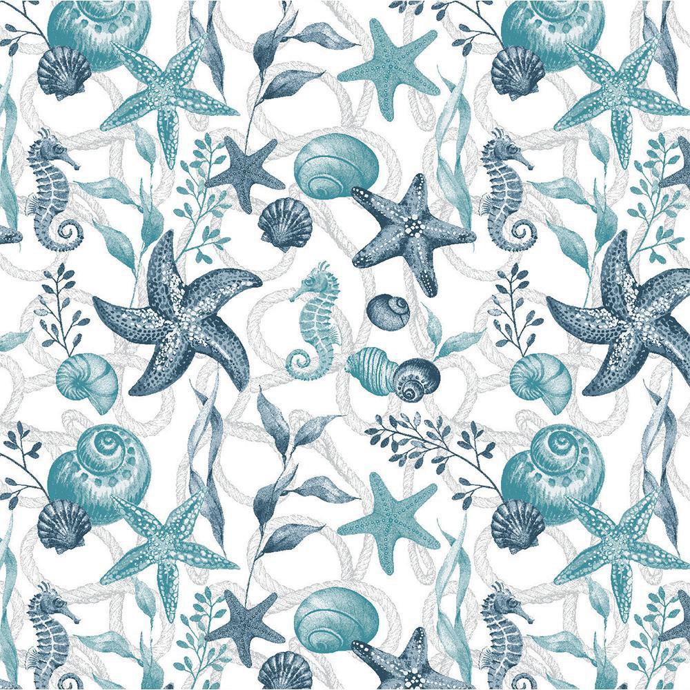 Set de Cortina para Baño con Ganchos y Liner Diseño Coral Azul - Cemaco