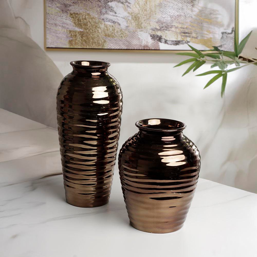 Florero Decorativo Café 17x17x22 Cm - Cemaco