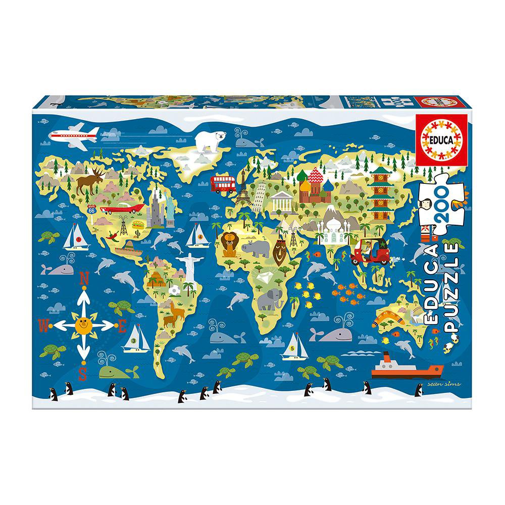 Puzzle Mapa del Mundo 200 Pzas - Cemaco