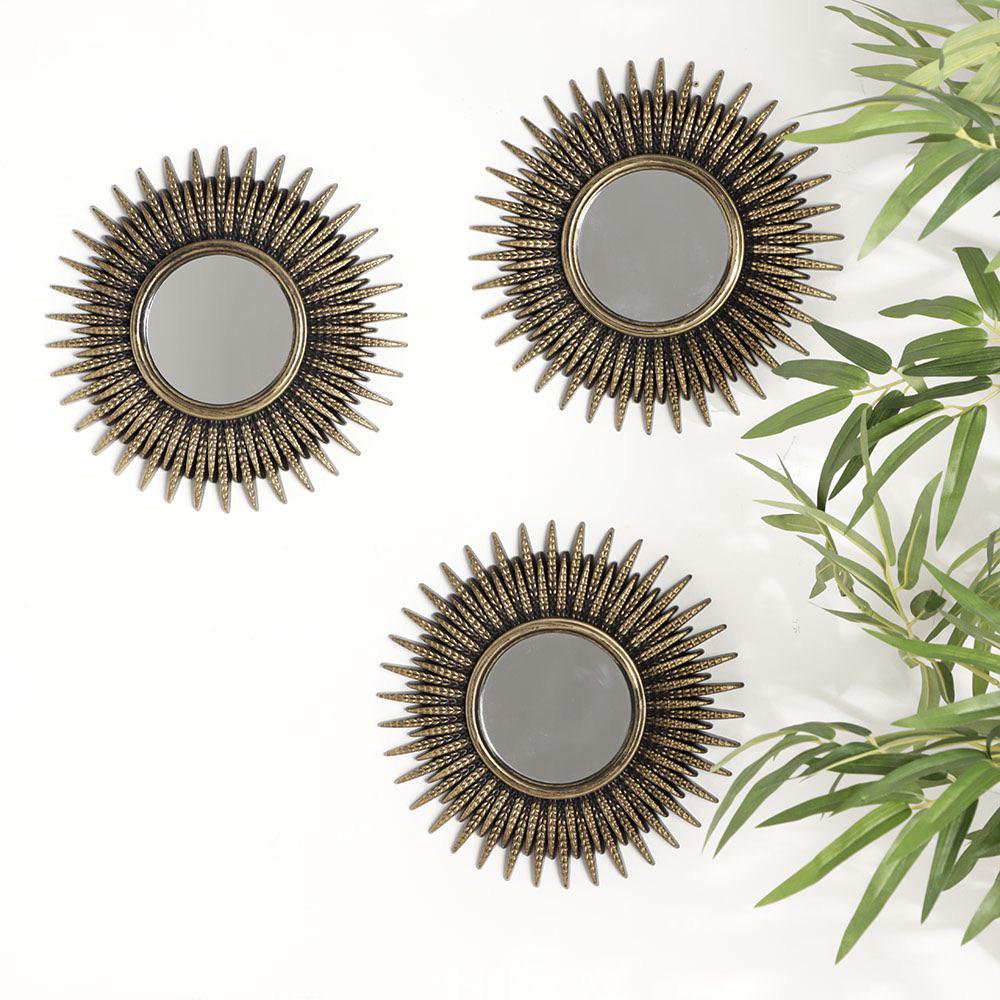 Set de 3 Espejos Decorativos Estilo Sunburst Bronce - Cemaco