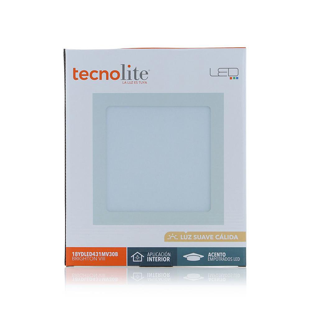 Lámpara LED Cuadrada Empotrable 18 W Luz Cálida - Cemaco