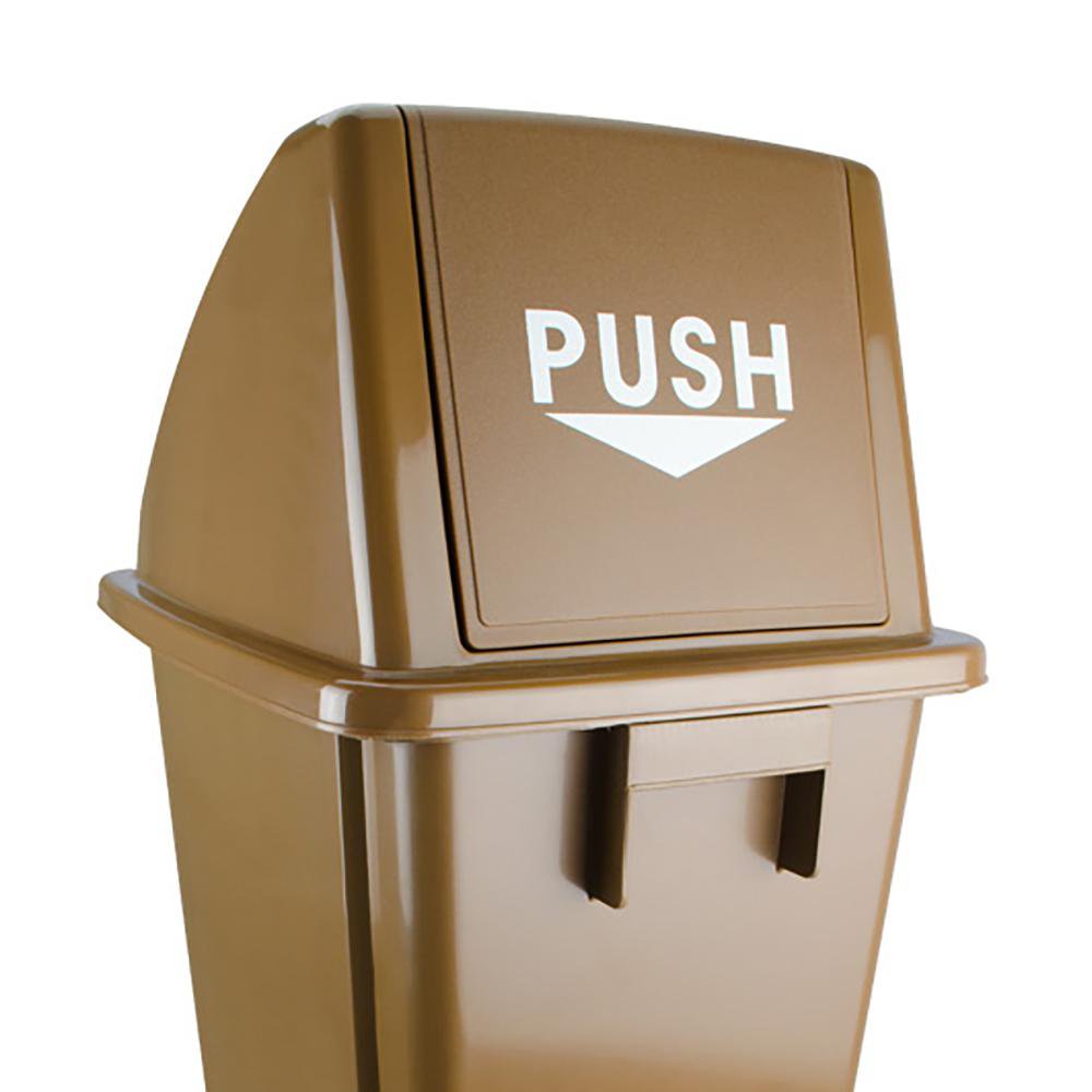 Basurero Plástico Café con Tapadera 60 L - Brushtech - Cemaco