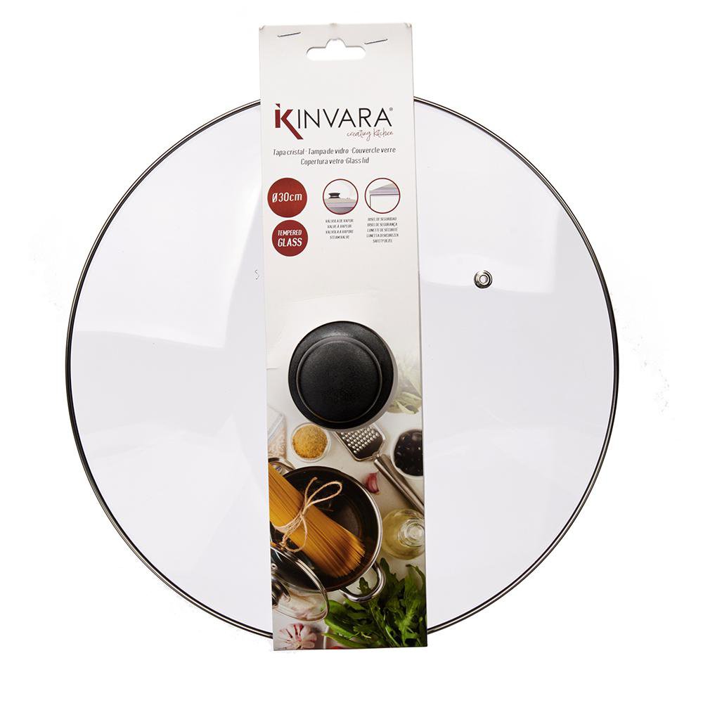 Tapadera de Vidrio Templado con Perilla Negra 30 Cm - Cemaco