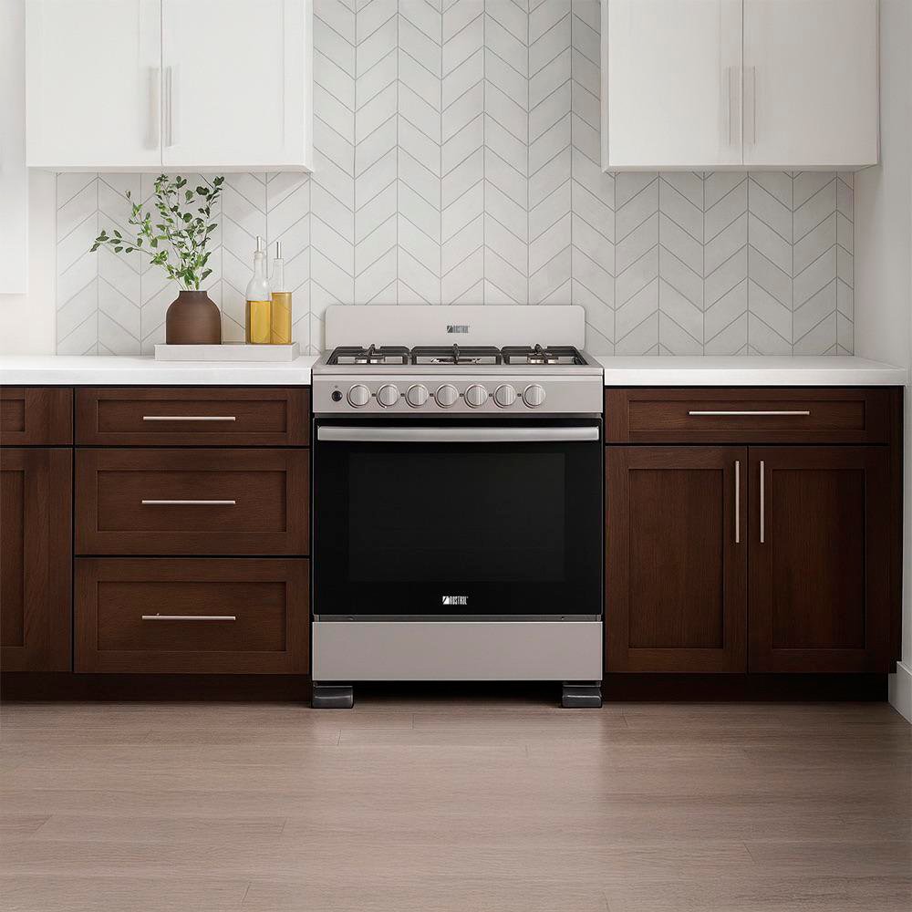 Estufa a Gas de Piso 30 Plg 6 Hornillas Modelo 30SMG6G066-B - Cemaco