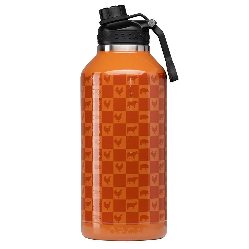 Termo de Acero Inoxidable Hydra Checkered Farm Naranja 66 Oz - Cemaco