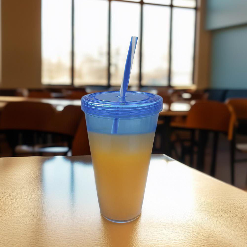 Vaso con Tapadera Azul Transparente 700 Ml - Cemaco