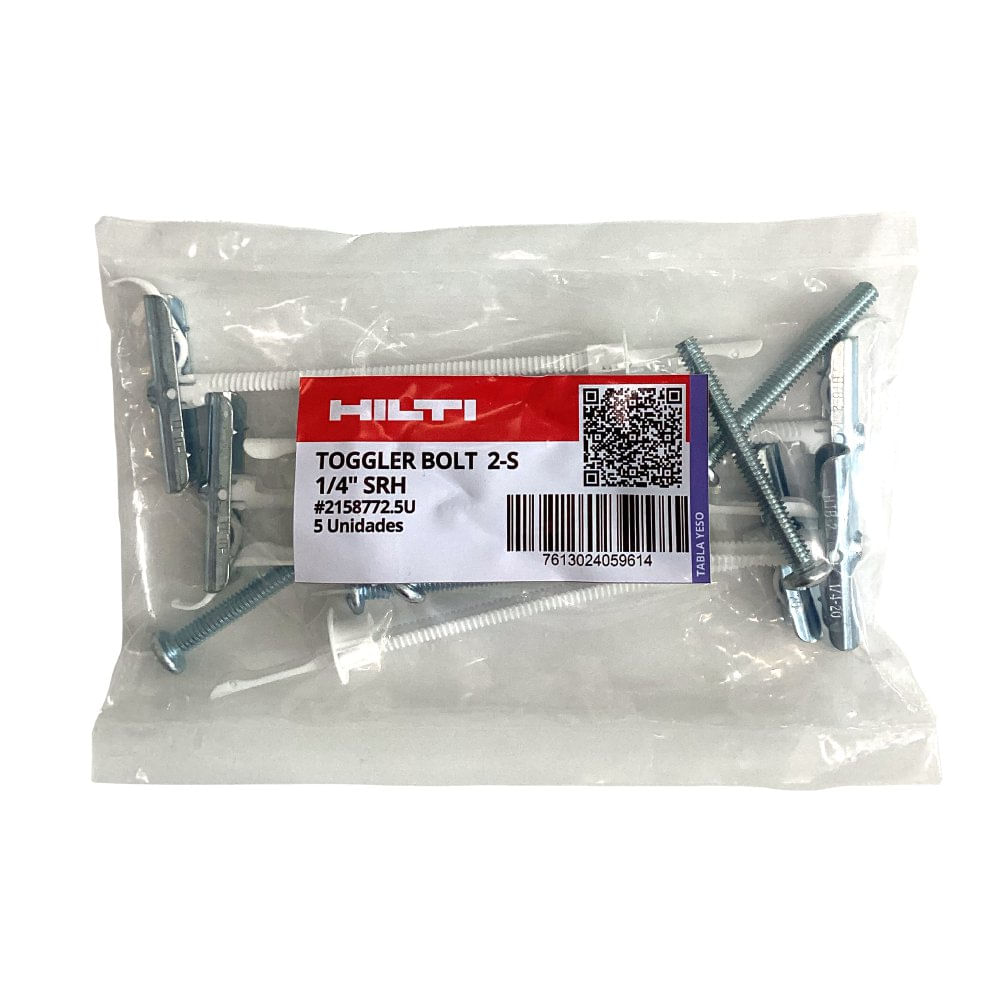 Set de 5 Tarugos Toggler Bolt 1/4 Plg - Cemaco