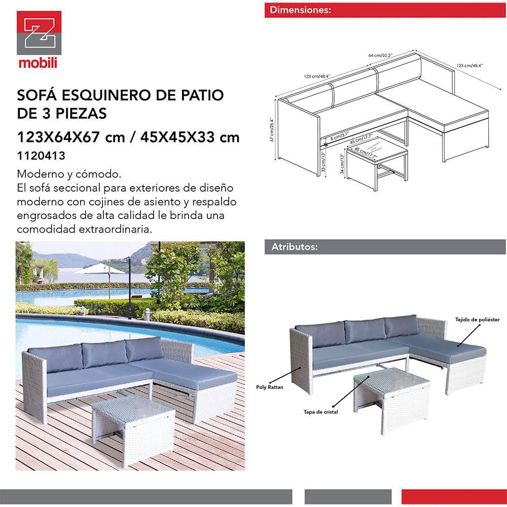 Conjunto de Sofá Esquinero Paul de 3 Piezas - Cemaco