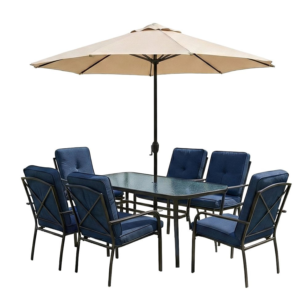 Set Mesa Rectangular + 6 Sillas Azul - Cemaco