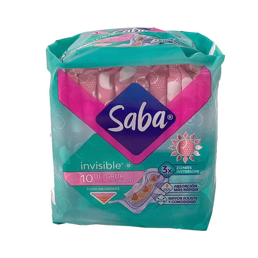 Toallas Femeninas Saba Invisible Delgada 10 Pzas - Cemaco