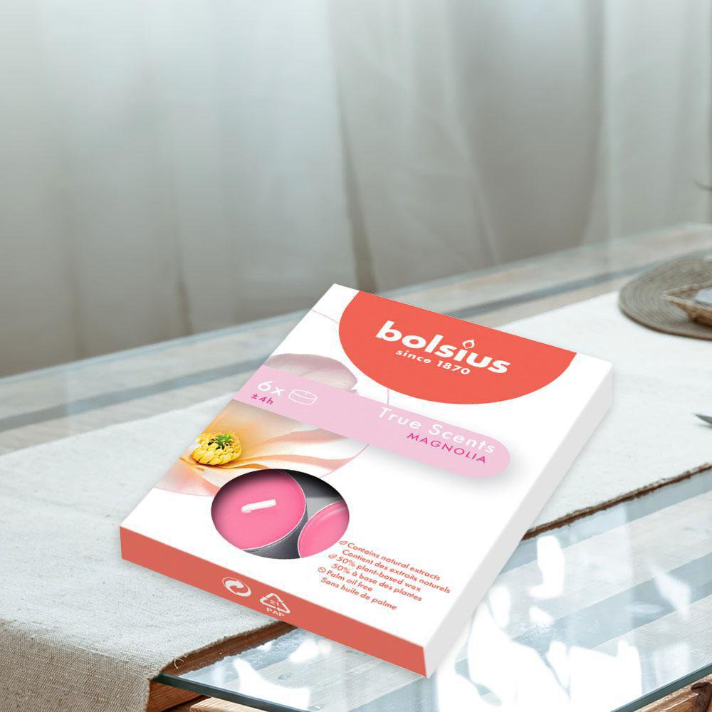 Caja de Velas Teal Rosada Magnolia 6 Unidades - Cemaco