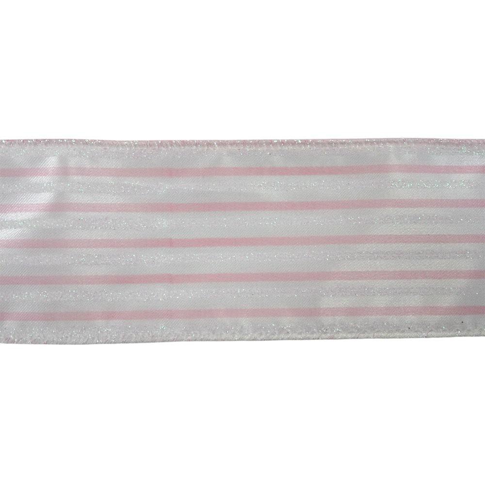 Listón Blanco con Líneas Rosa 2.5x10Yd - Cemaco