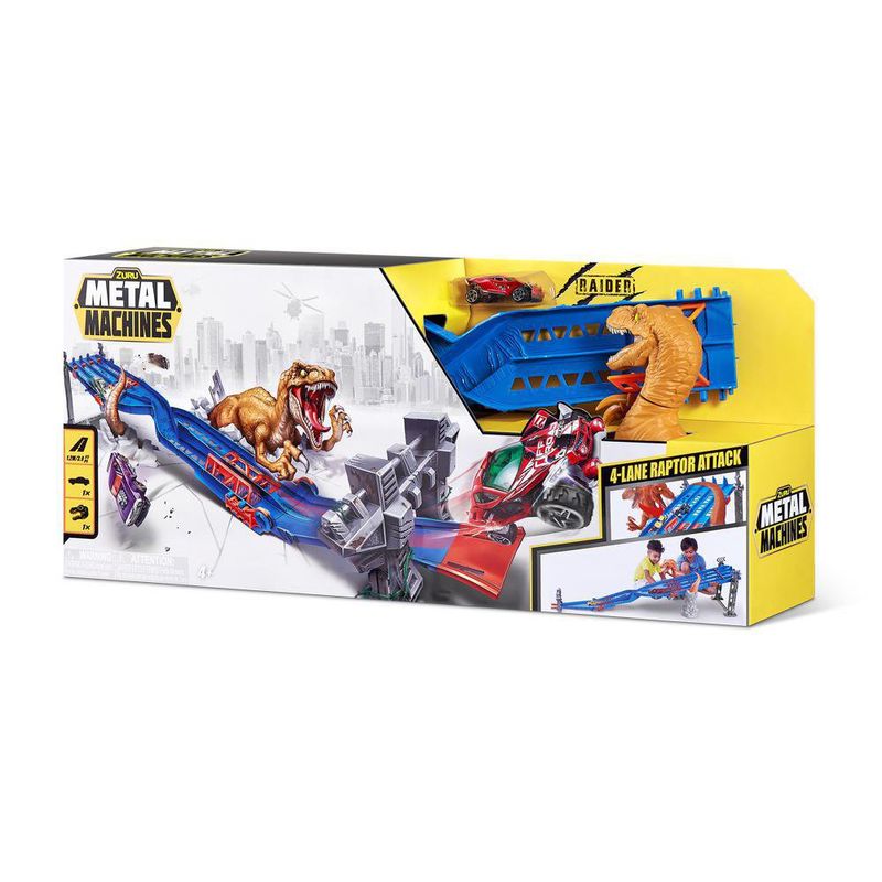 Pista de Carreras 4-Lane Raptor Attack Metal Machines - Cemaco