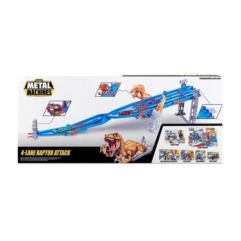 Pista de Carreras 4-Lane Raptor Attack Metal Machines - Cemaco