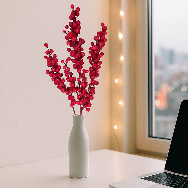 Rama Decorativa Bayas Rojas 25 Plg - Cemaco