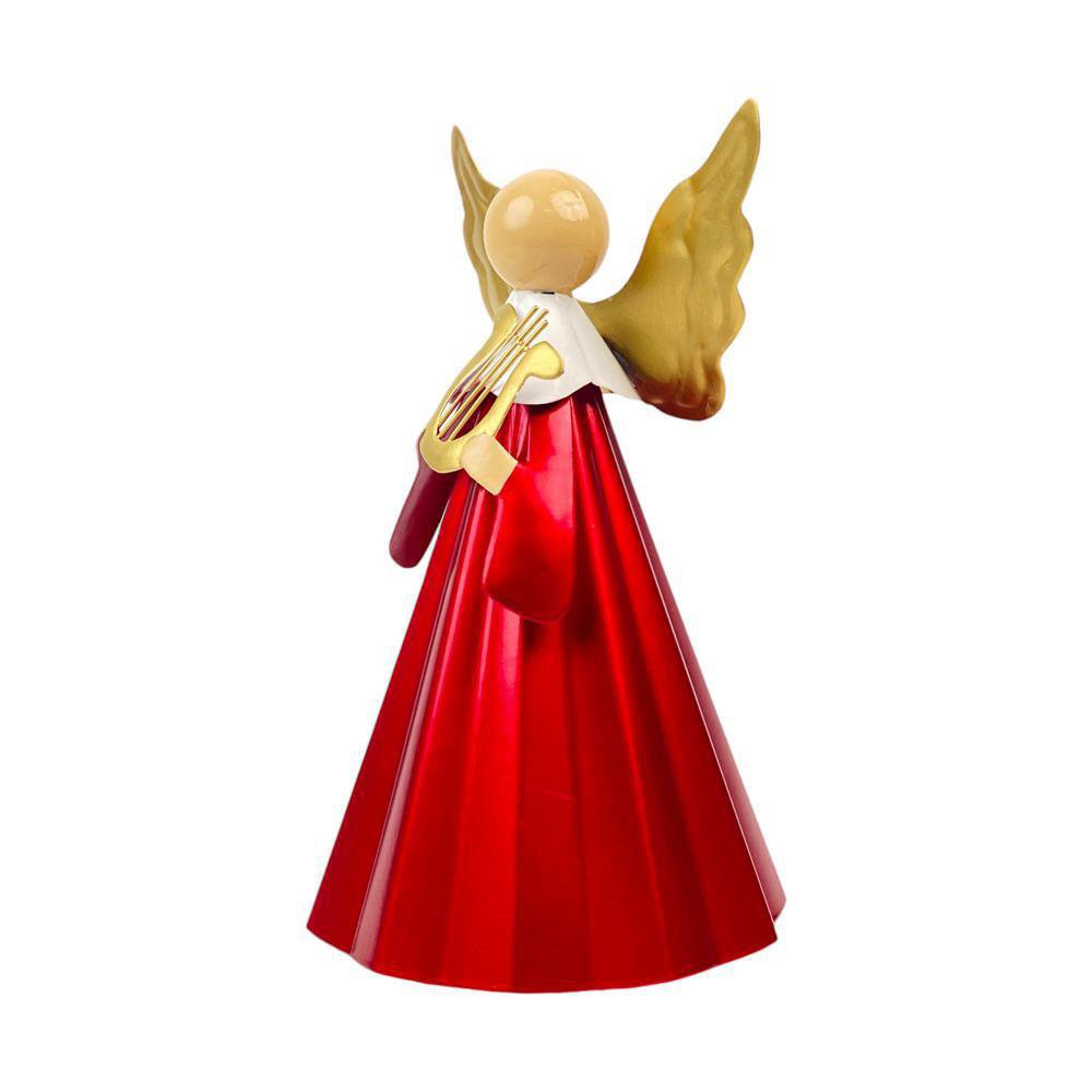 Ángel Decorativo con Manto Rojo y Lira - Cemaco