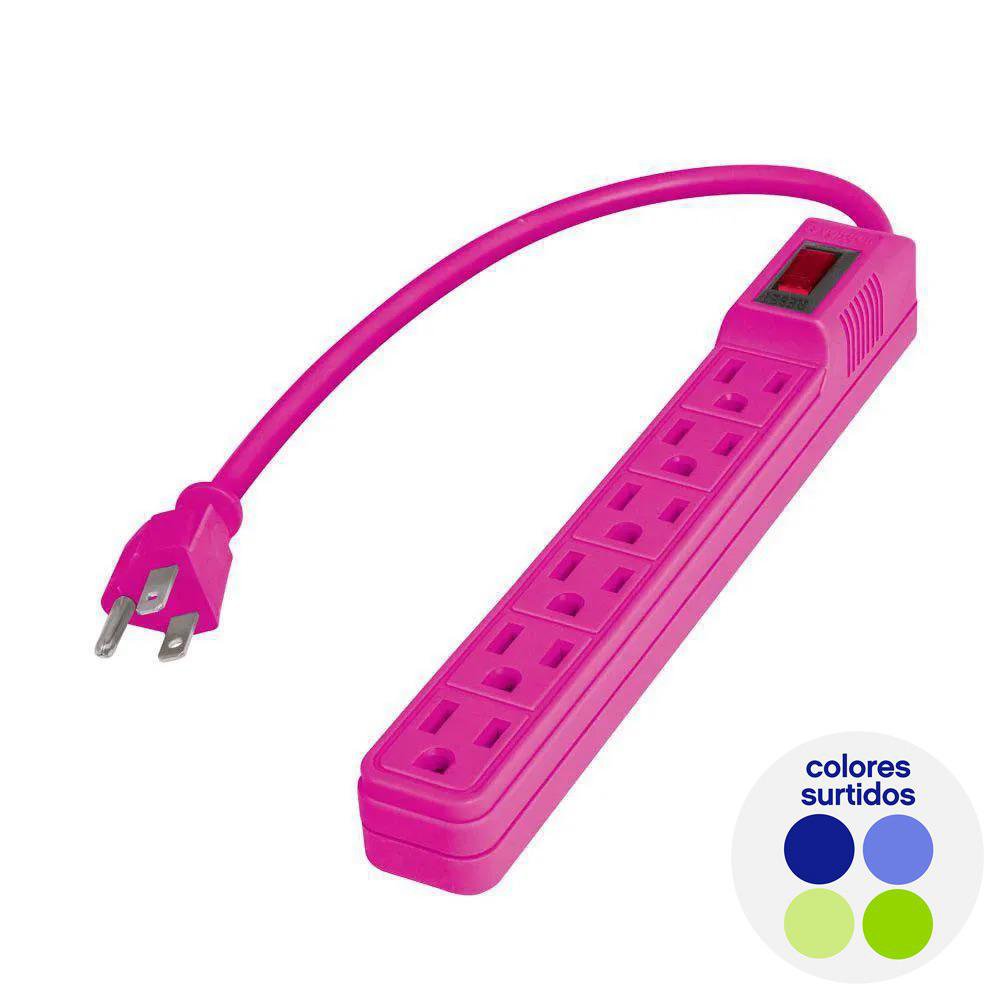 Regleta De 6 Entradas Colores Surtidos - Volteck - Cemaco