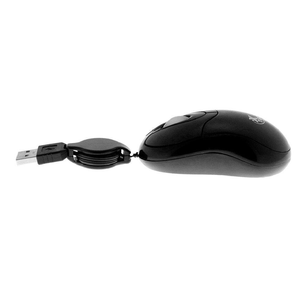Mouse Óptico Alámbrico Retráctil Negro - Xtech - Cemaco