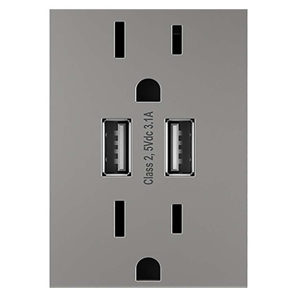 Tomacorriente Doble Con 2 Puertos Usb Gris 15A - Legrand - Cemaco
