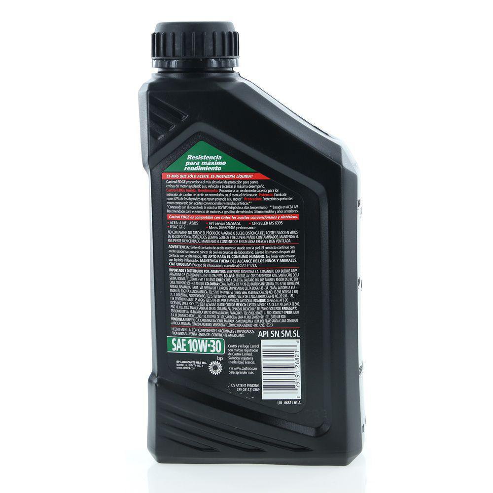 Aceite Sintético 10W-30 Edge 1/4 Gal - Castrol - Cemaco