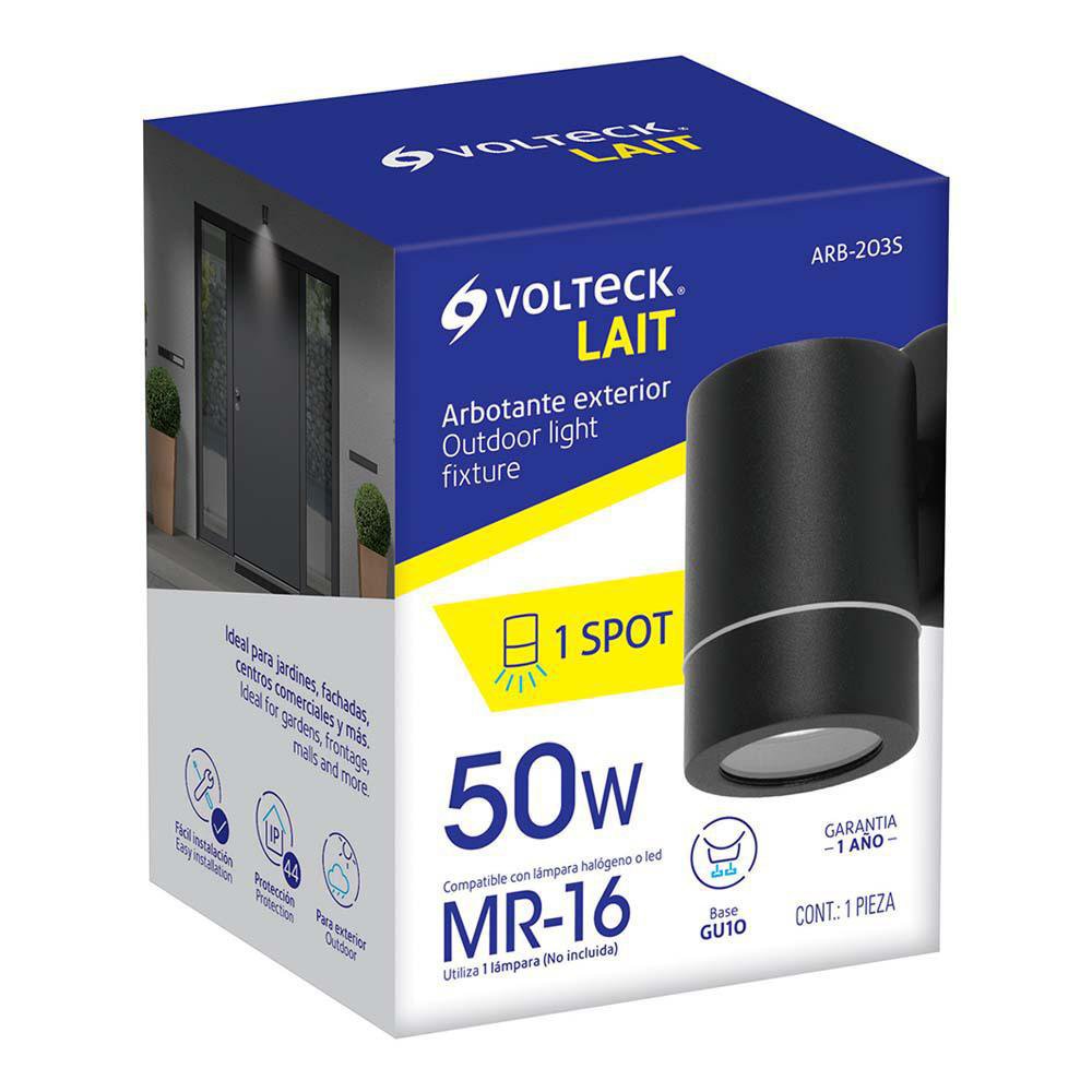 Lámpara De Pared Para Exterior Negro 1 Spot - Volteck - Cemaco