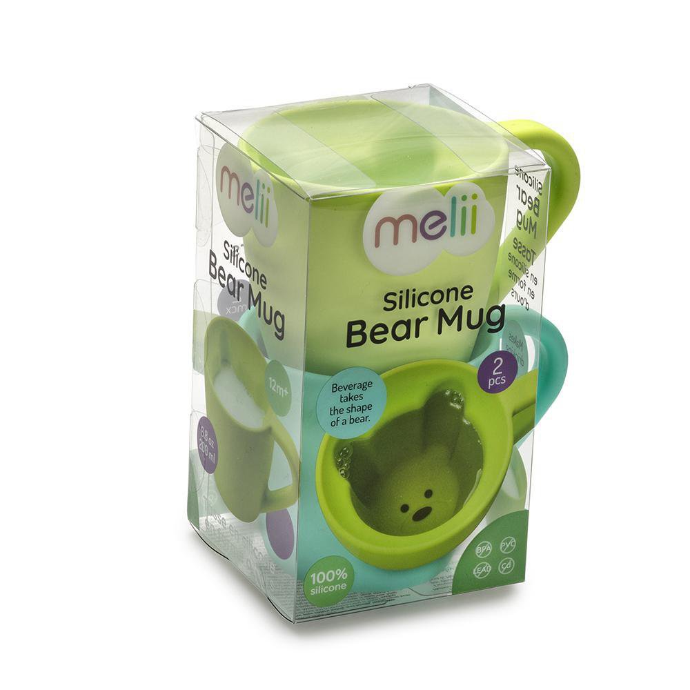 Set De Tazas De Silicón Azul y Verde Diseño Oso 200 Ml - Melli Baby ...