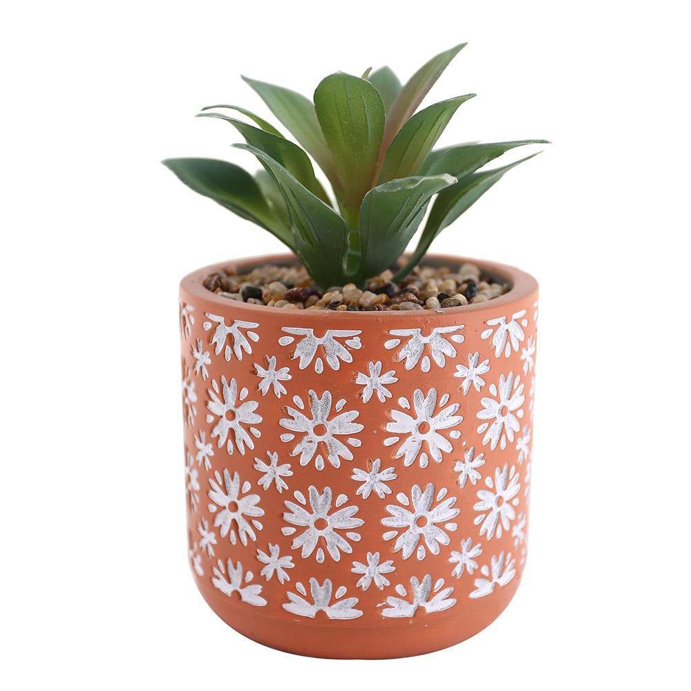 Planta Artificial Con Pote Rojo Y Flores Blancas 11 X 17 Cm - Concepts ...
