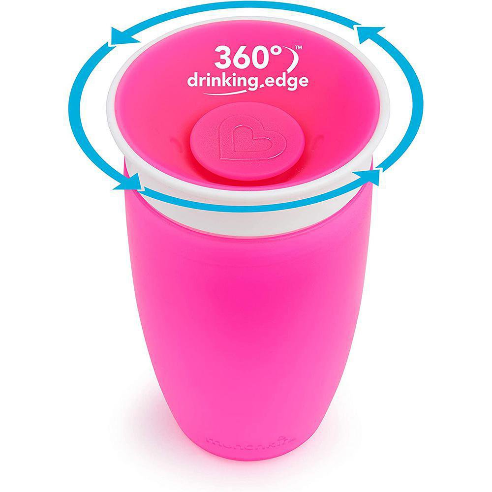 Vaso Entrenador Con Tapa Miracle 360° Rosado - Munchkin - Cemaco