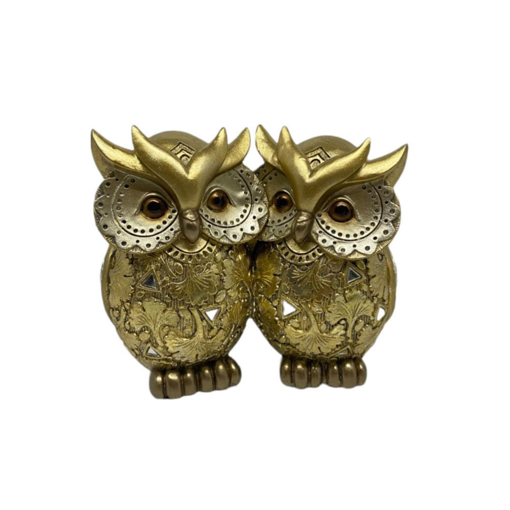 Pareja De Búhos Decorativos Dorado 16x10x14 Cm - Concepts - Cemaco