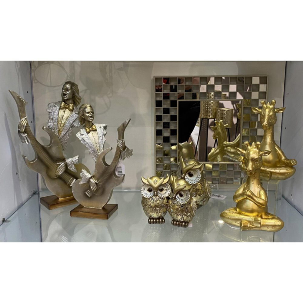 Pareja De Búhos Decorativos Dorado 16x10x14 Cm - Concepts - Cemaco