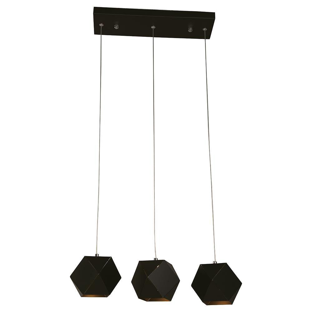 Lámpara Colgante Led Negra 3 Luces 40 W - Zlumini - Cemaco