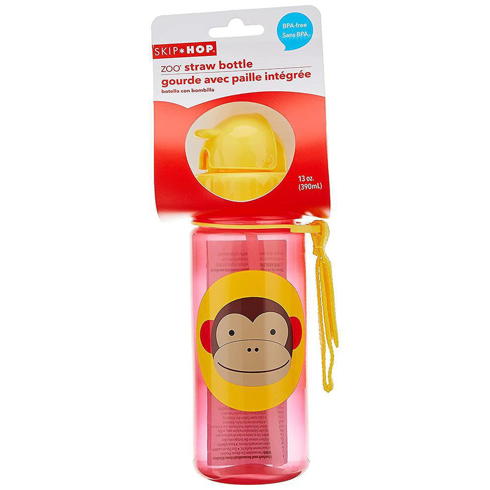 Botella Con Pajilla Zoo Marshall Monkey Roja 13 Oz - Skip Hop - Cemaco