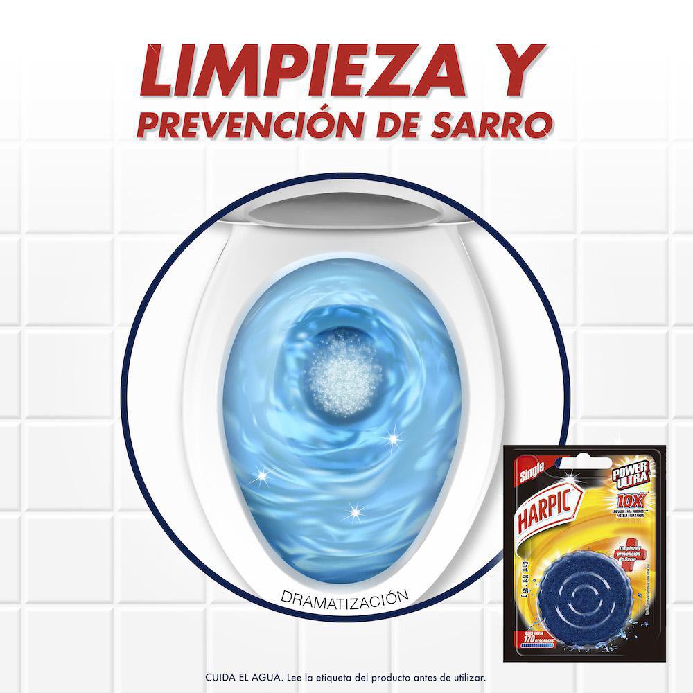 Pastilla Para Sanitario Acuático Azul Single Power Ultra - Harpic - Cemaco