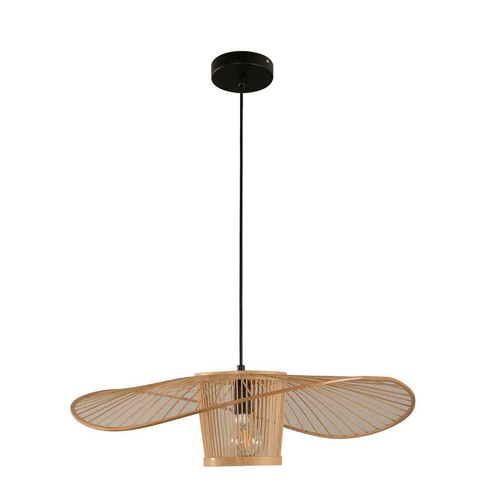 Lámpara Colgante Negra Campana Ratán Ondulada 1 Luz E27 40 W - Ikelite ...