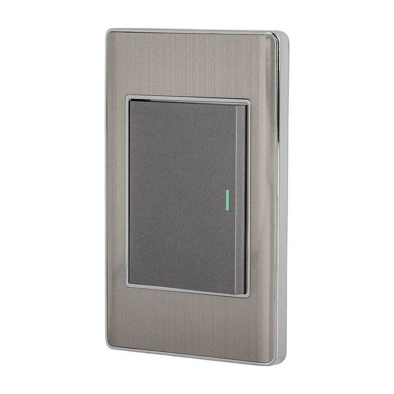 Switch Sencillo Acero Lisboa Con Placa 3 Módulos - Volteck - Cemaco