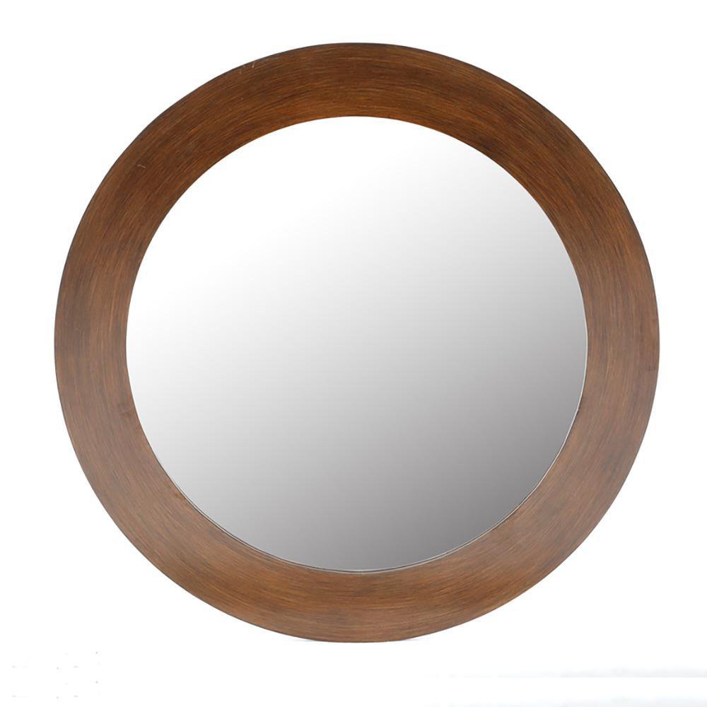 Espejo Marco Chocolate Redondo 1.9x91x91.4 Cm - Casa Bella - Cemaco