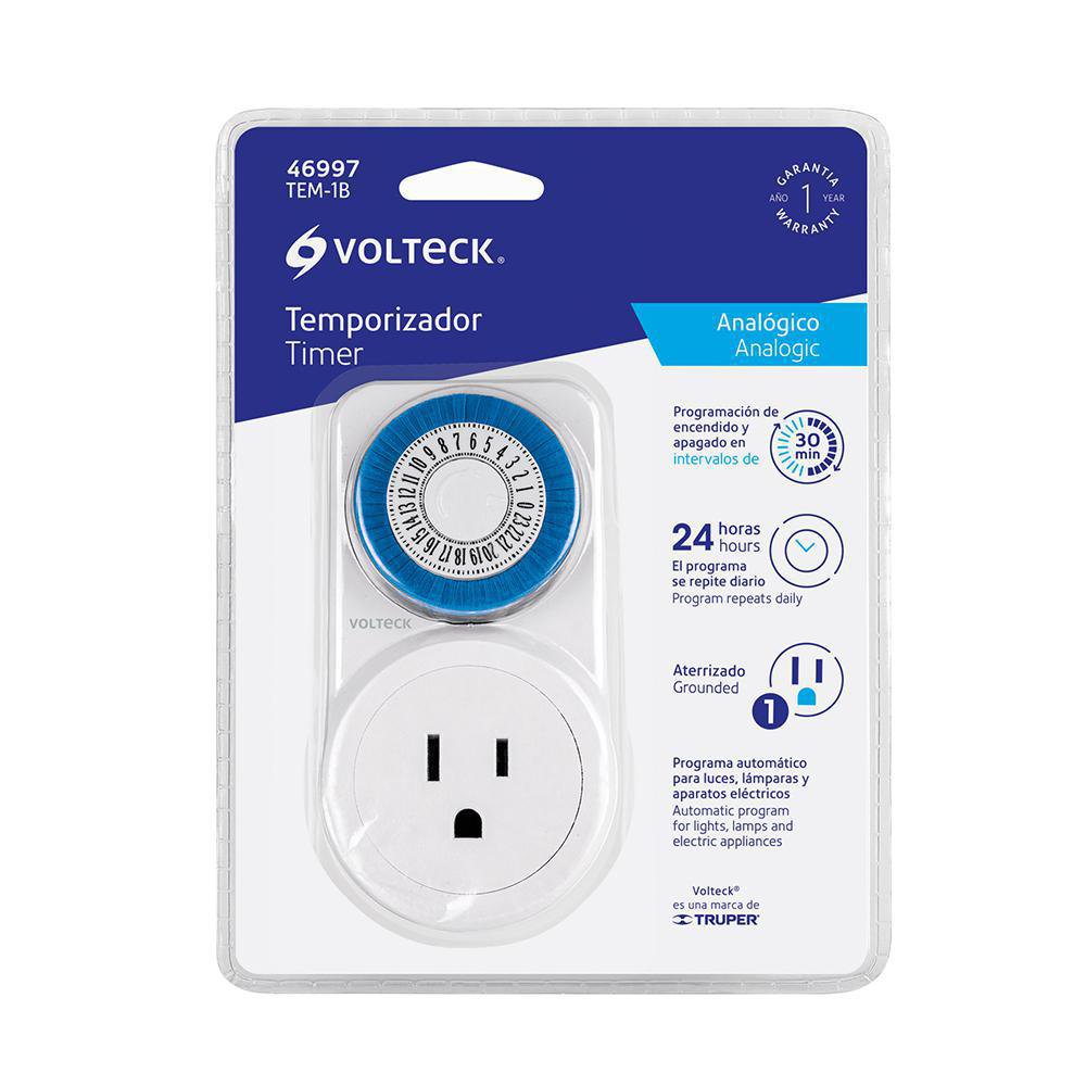 Temporizador Analógico de 15 A - Volteck - Cemaco