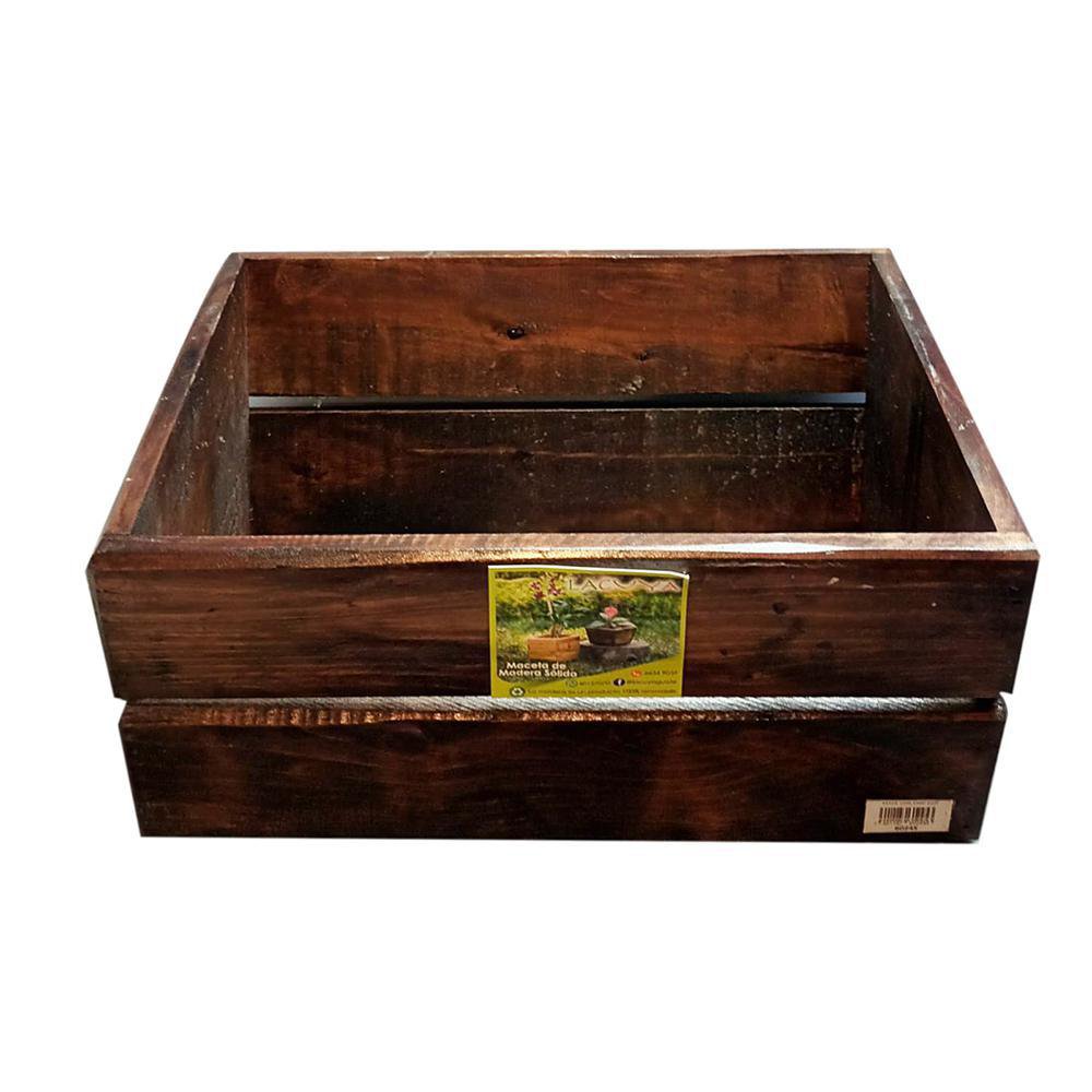 Maceta Rectangular Madera Oscura 16x30.5 Cm - La Cuya - Cemaco