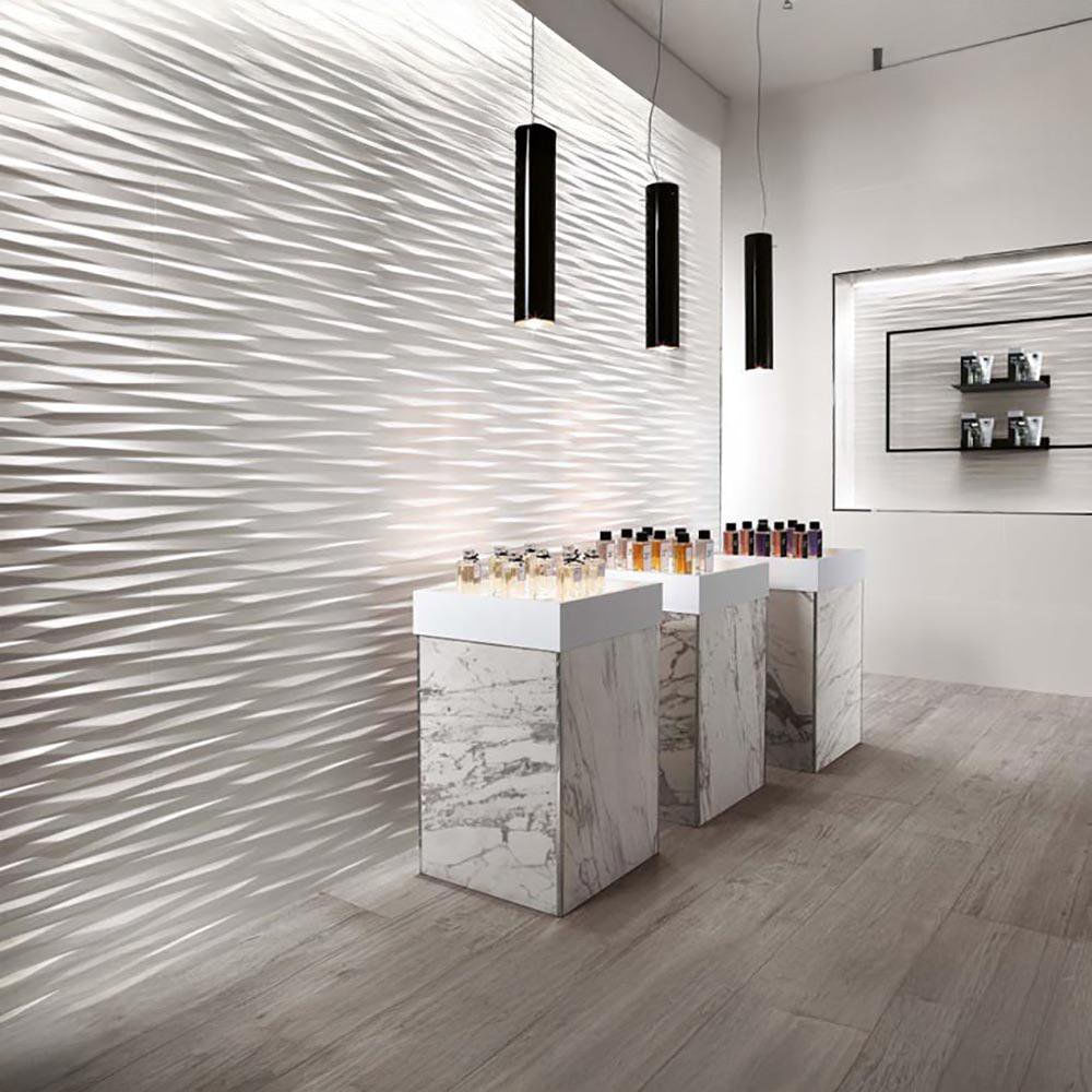 Azulejo 3D Wall Blade Blanco 40X80 Cm - Interceramic - Cemaco