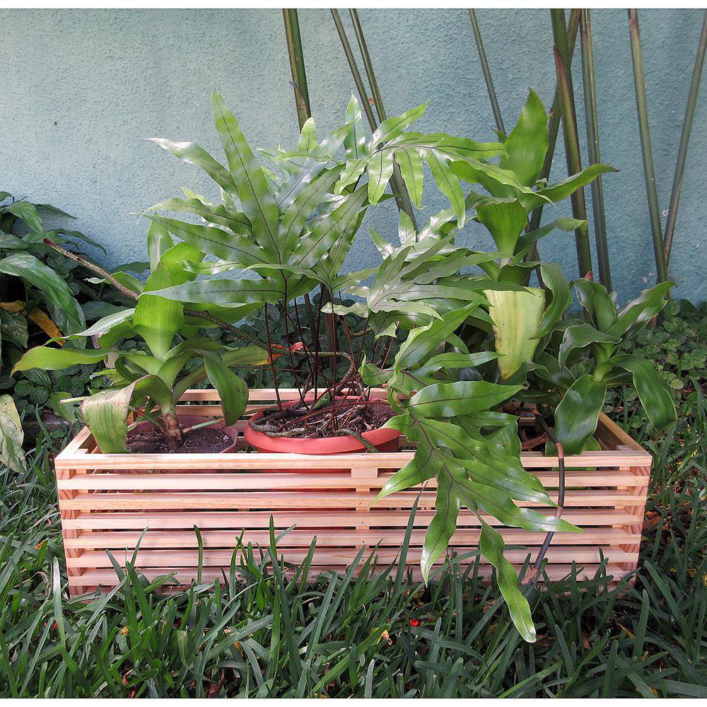 Macetera Rectangular de Madera Natural 66 X 19 Cm - Fixer - Cemaco