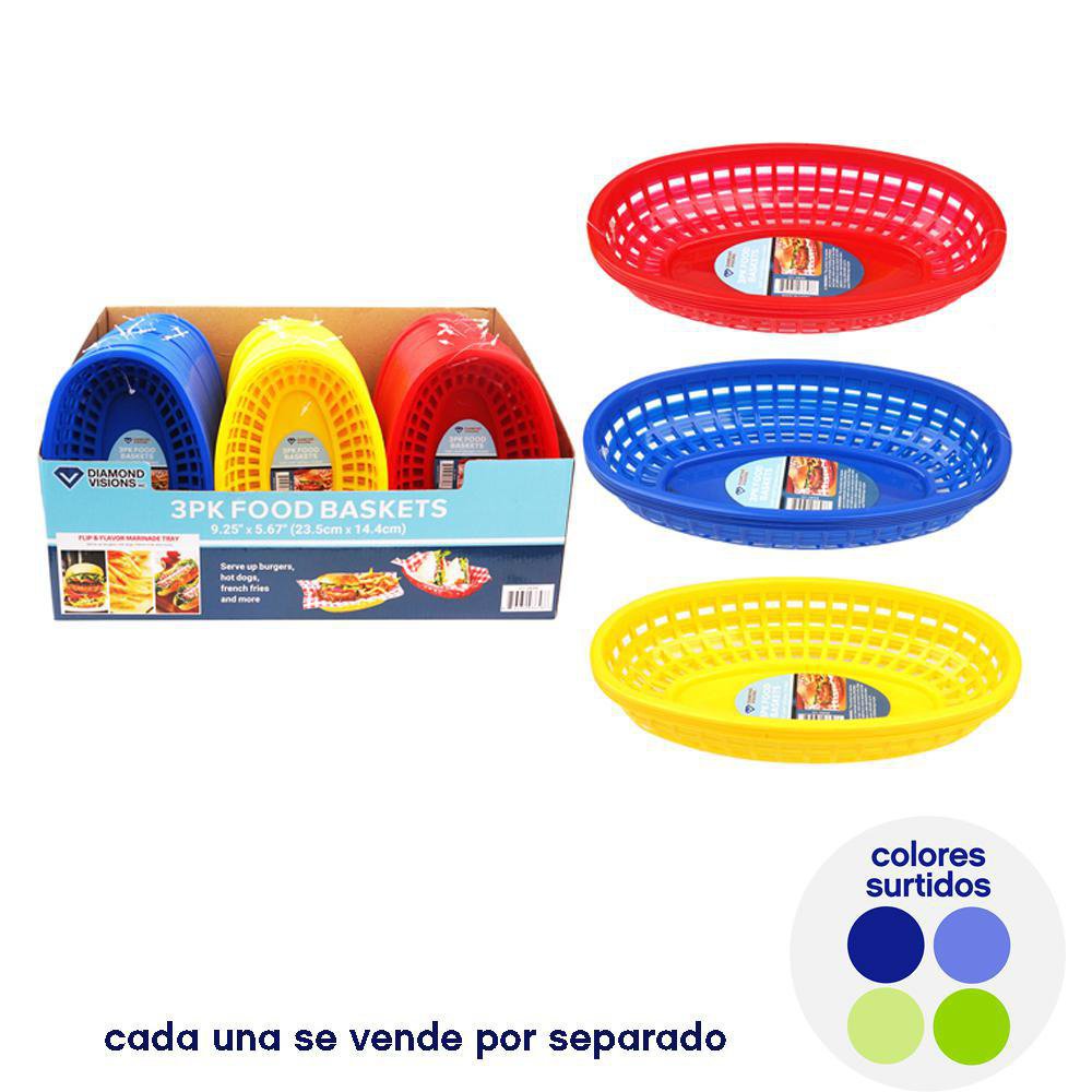 Set de 3 Charolas para Comida Colores Surtidos - Diamond Vision - Cemaco