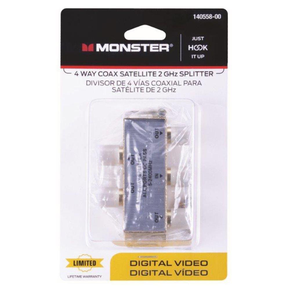Splitter Coaxial Satelital De 4 Salidas - Monster Cable - Cemaco